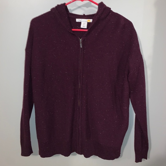 C&C California | Tops | Lg Burgundy Wool Sweater Hoodie By Ccalifornia ...